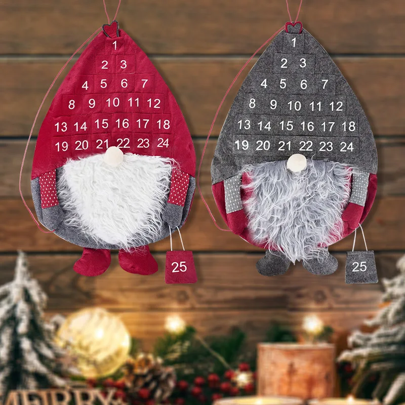 Faceless Santa Claus Advent Calendar - Christmas Wall Decor