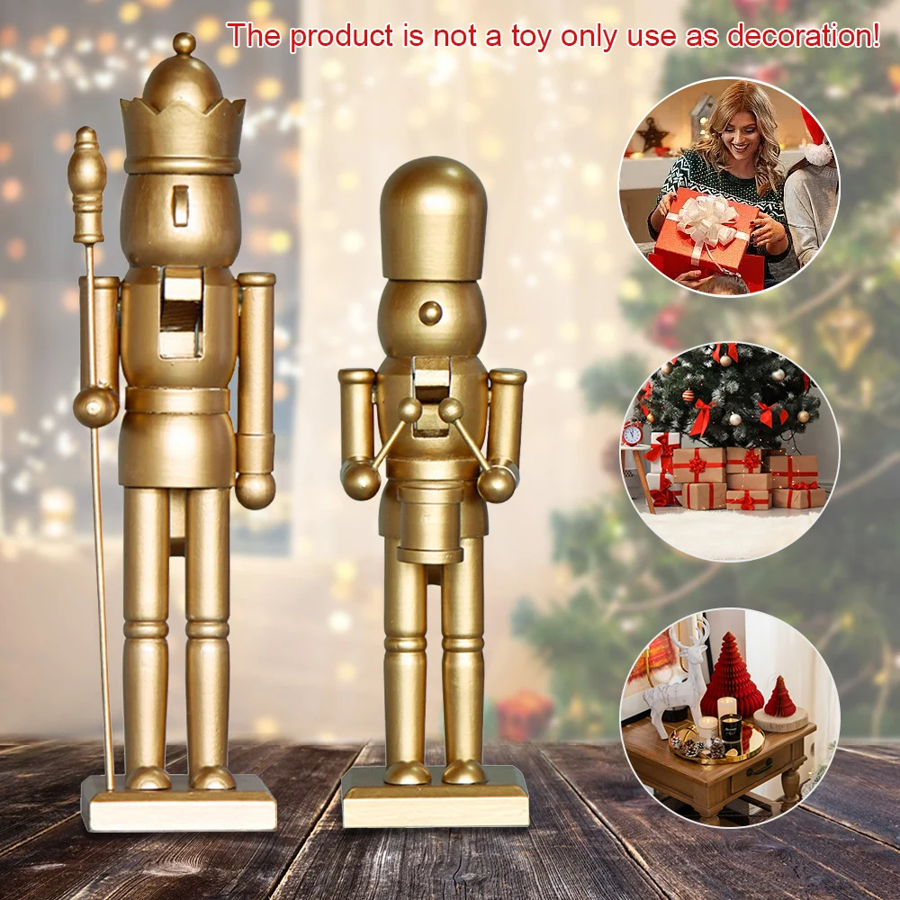1Pcs-25-38CM-Gold-King-Drummer-Nutcracker-Simple-style-Christmas ...