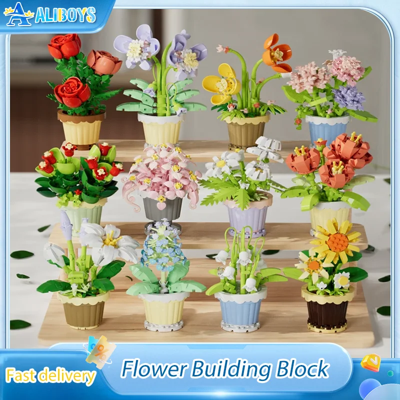 12-Styles-Succulent-Flower-Pot-Building-Blocks-Simulation-Eternal ...