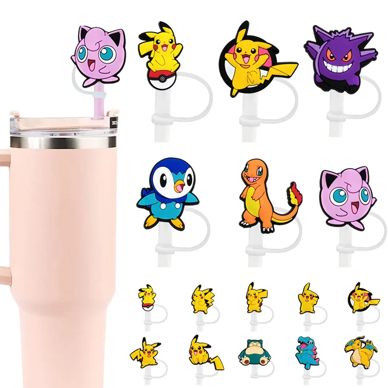 Pokemon-Pikachu-Cute-Straw-Cover-Cap-8-10mm-Silicone-Straw-Tips-Lid ...