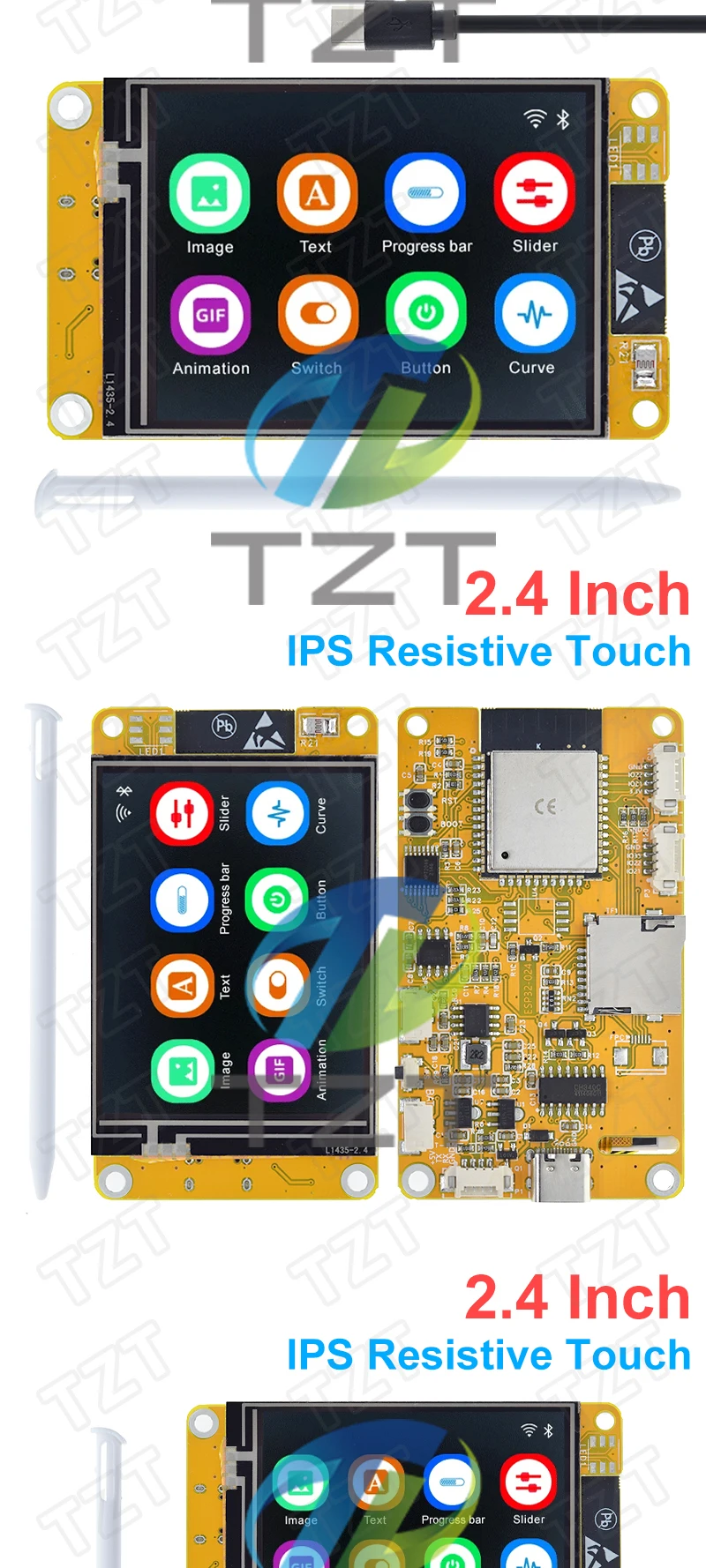 TZT ESP32 LVGL WIFI&Bluetooth Development Board 2.4 inch LCD TFT Module 240*320 Smart Display ...