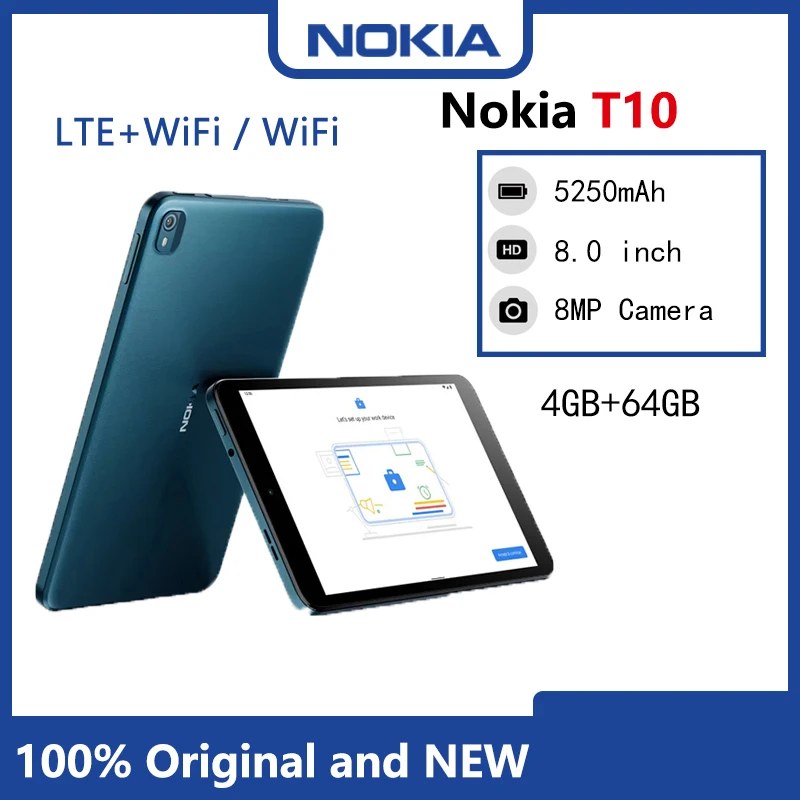 Global Version Nokia T10 Tablet Pc 4gb Ram 64gb Rom 4g Wifi Unisoc T606 Processor 8.0 Inch ...