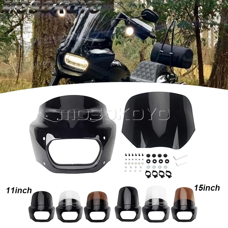 Motorcycle-11-15-Windshield-Wind-Screen-Club-Style-Fairing-For-Harley ...