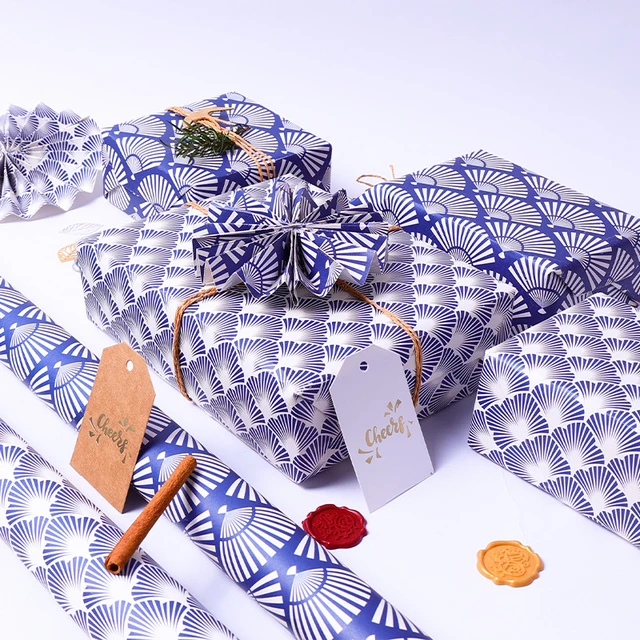 Blue Christmas Wrapping Paper Designs