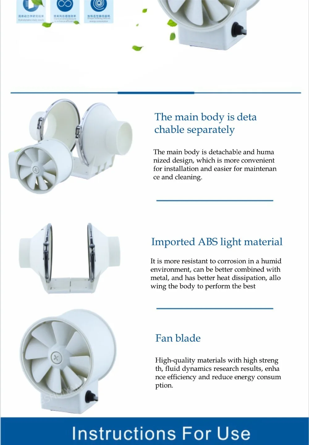 4/5 Inch Powful Silent Exhaust Fan Duct Pipe Fan Window Wall Airflow ...