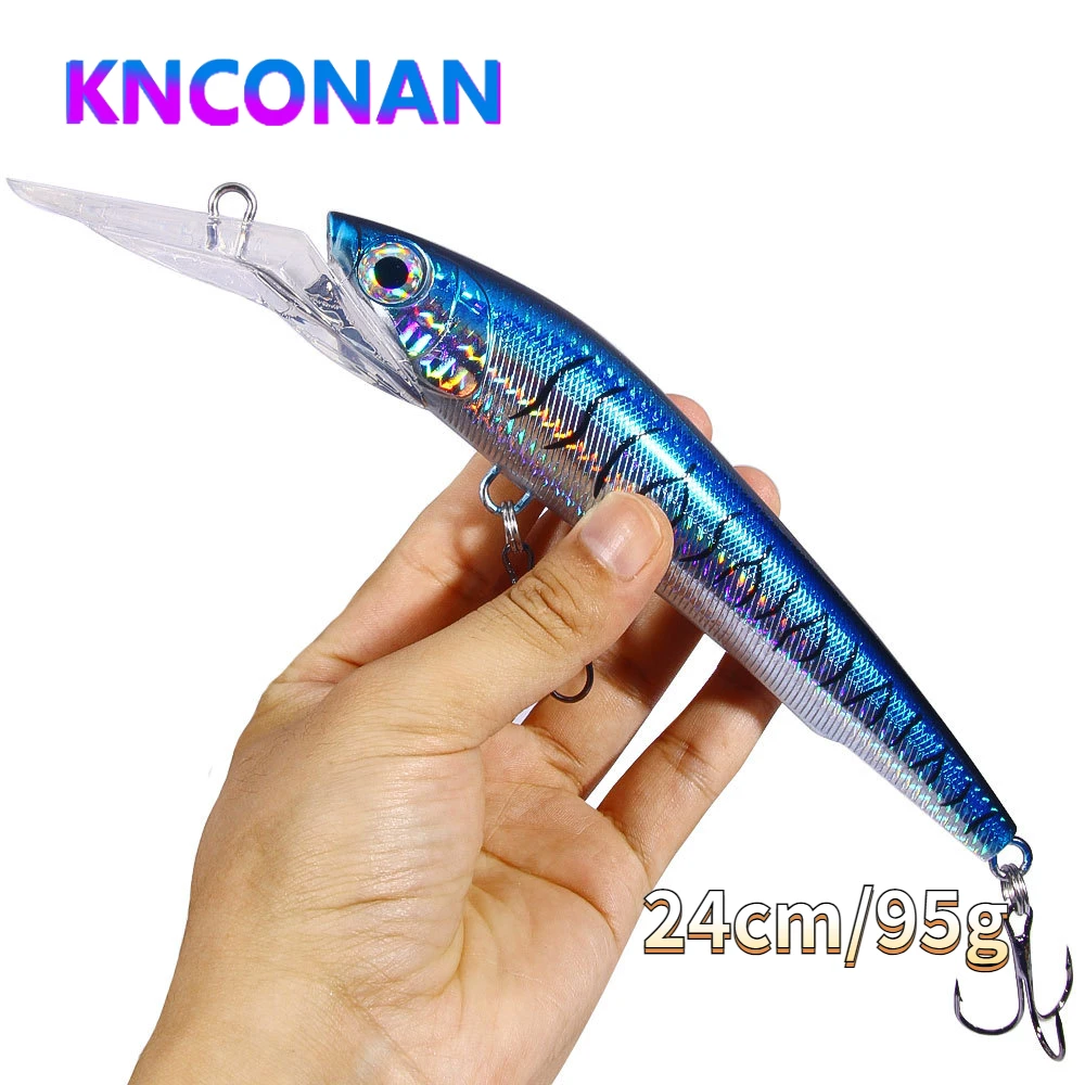 KNCONAN-24cm-95g-Deep-Dive-Sea-Fishing-Lure-Bar-Big-Minnow-Wobblers ...