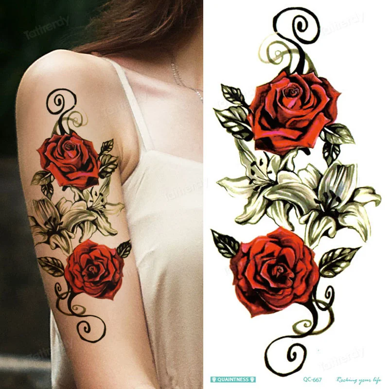 3d Red Rose Tattoo