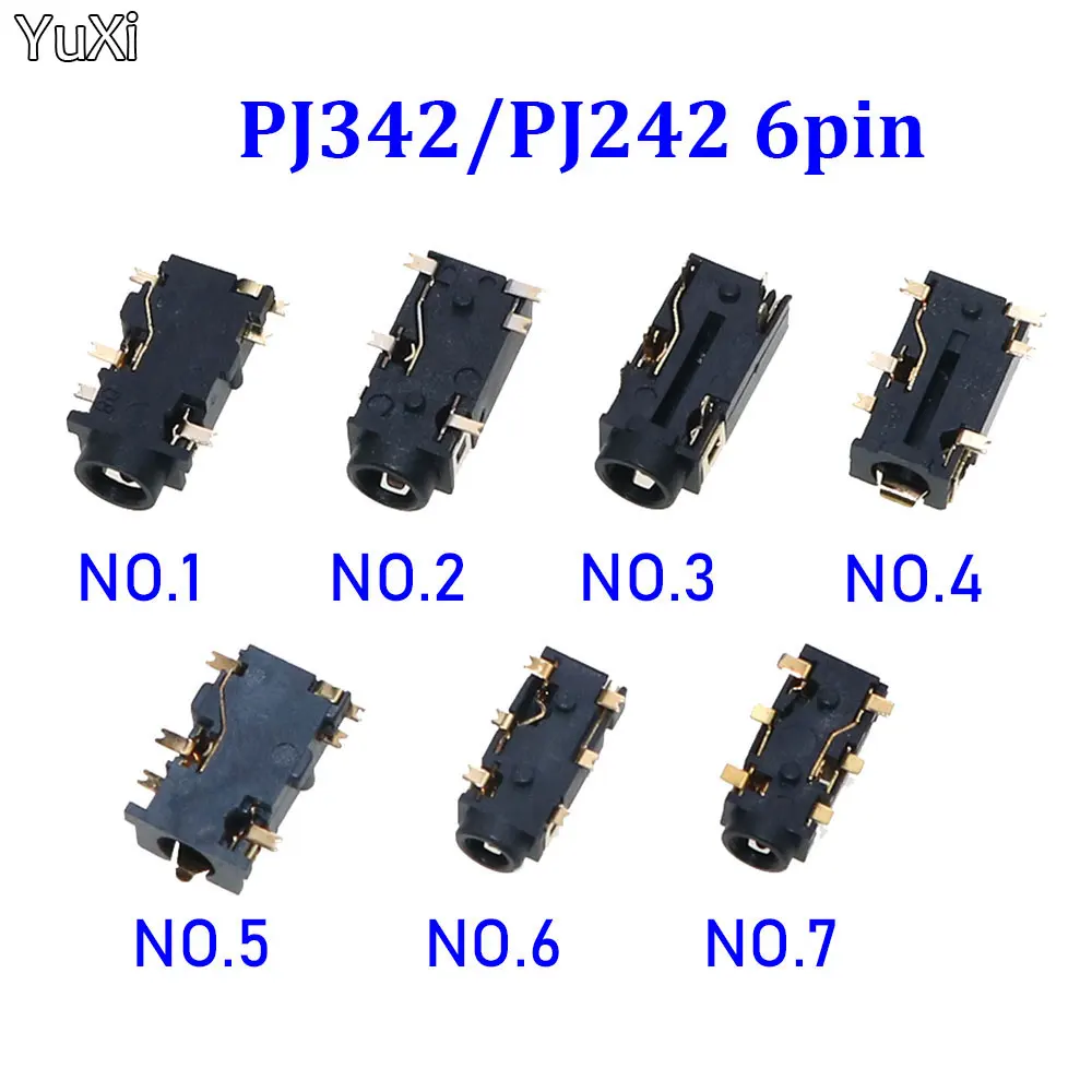 YUXI-10PCS-PJ342-PJ242-6Pin-SMD-Audio-Socket-Sinking-plate-Gold-Plated ...