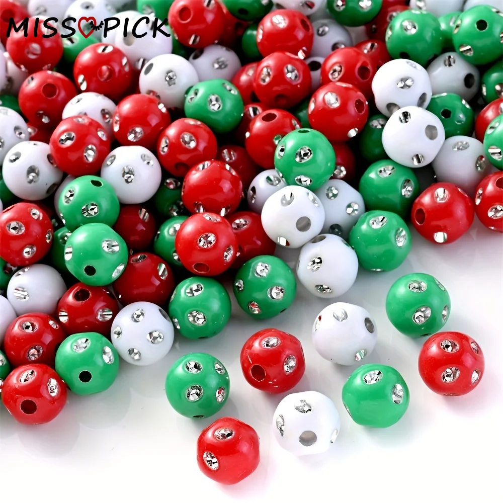 200-1000pcs-8mm-Acrylic-Shiny-Beads-Red-White-Green-Loose-Spacer-Beads ...