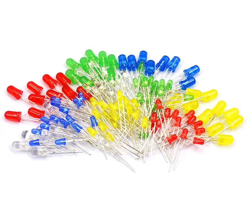 100pcs 3mm LED Diode F3 White Green Red Blue Yellow Orange Pink Purple ...