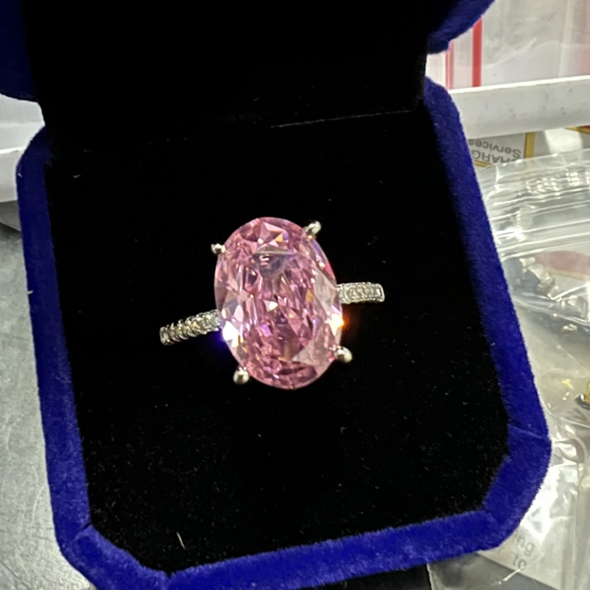 Bright-Oval-6ct-Lab-Pink-Diamond-Ring-925-Sterling-Silver-Party-Wedding ...