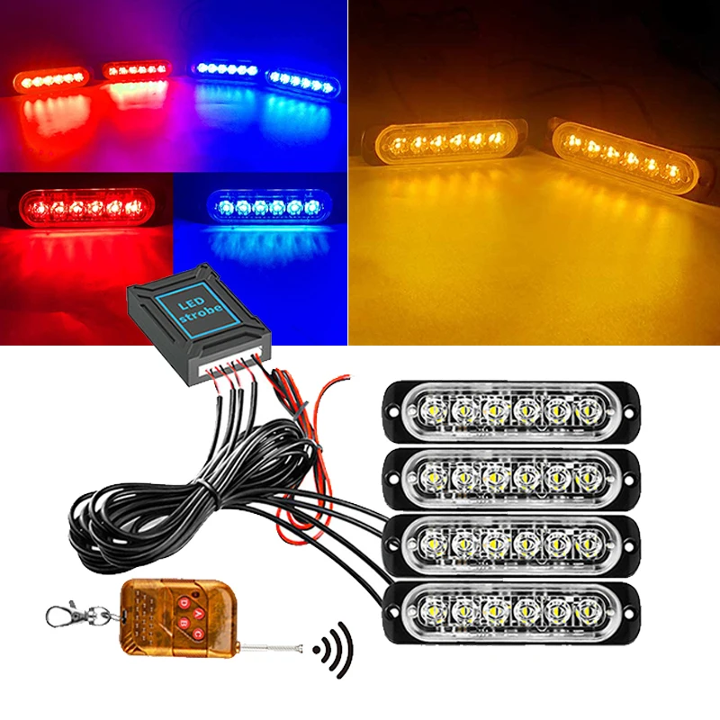 Car-Grill-Police-Strobe-Light-Red-Blue-Yellow-Car-Emergency-Lamps-12V ...