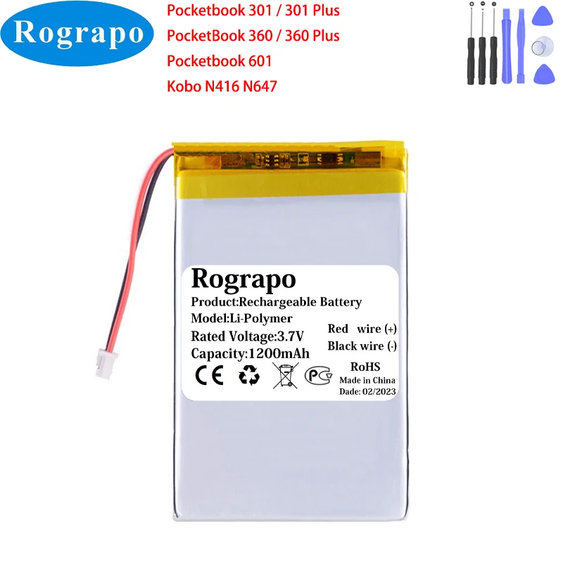 New 3.7V 1200mAh Battery For PocketBook 360 301 Plus 601 Plus Kobo N416 ...