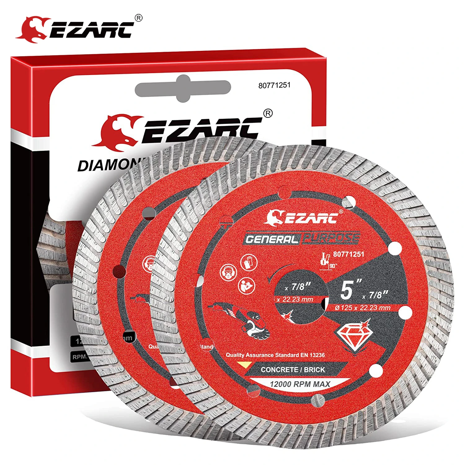 Ezarc 2pc 4.5"/5" Turbo Diamond Saw Blades For Angle Grinder Stone ...