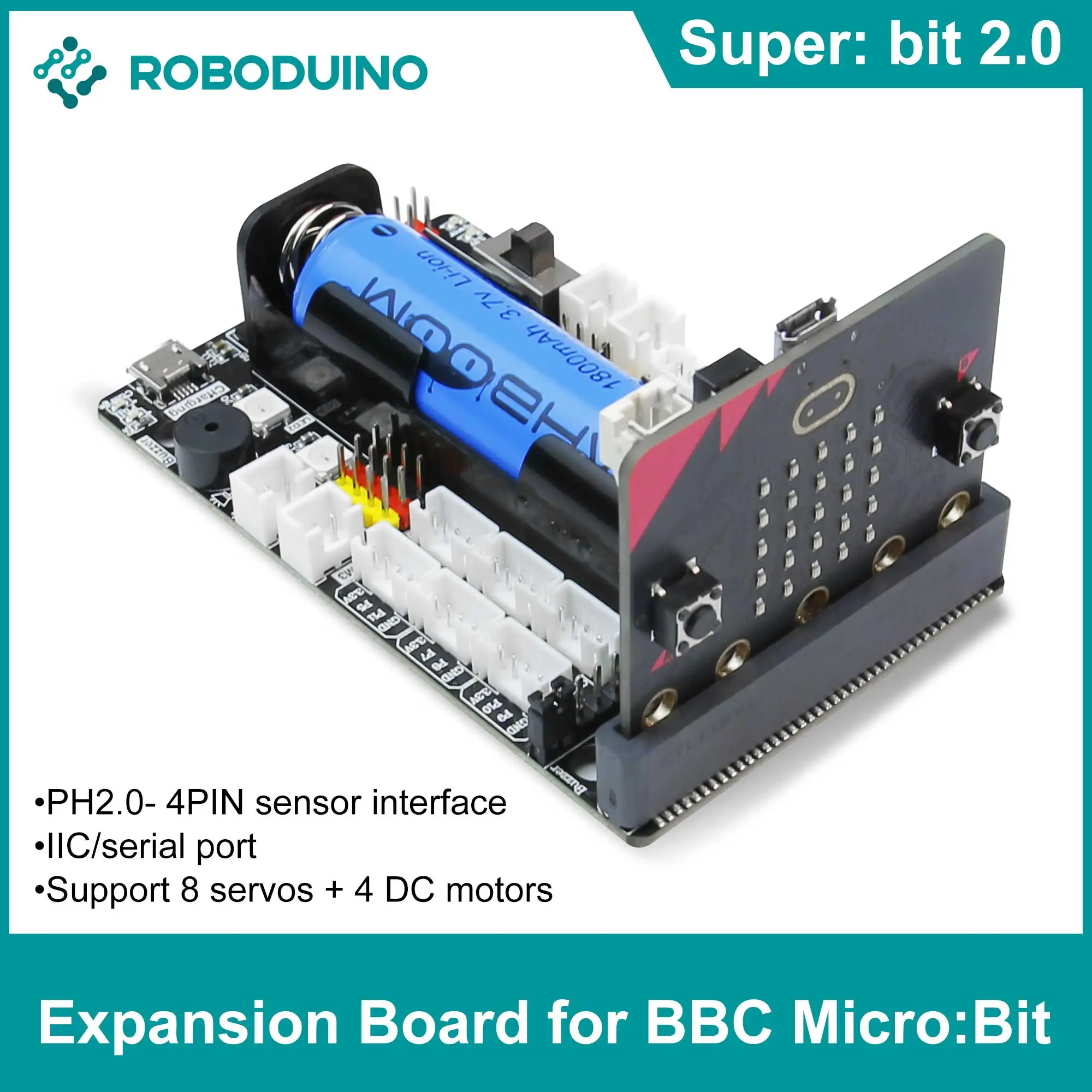 Microbit-V2-Expansion-Board-Module-Onboard-18650-Battery-with-IIC-UART ...