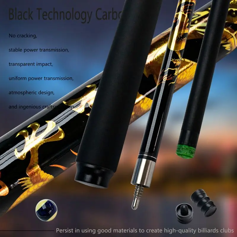 Carbon-Pool-Cue-Dragon-Design-Gilding-Chinese-Element-with-Union-Cap ...
