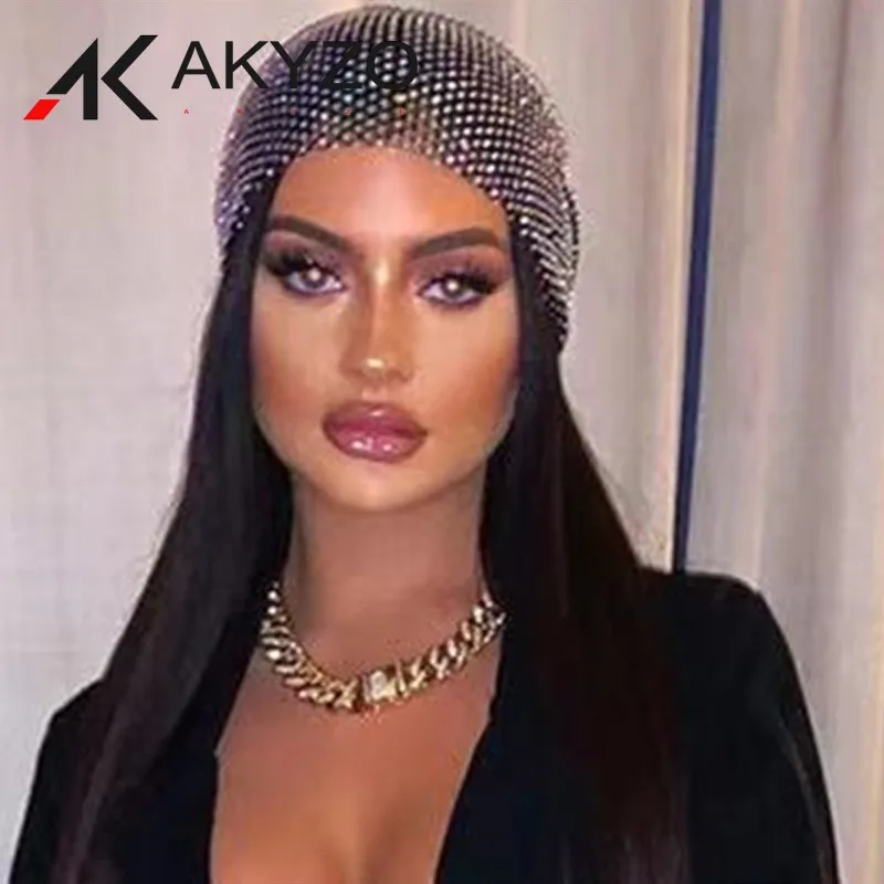 Glitter-Rhinestone-Mesh-Bandana-Headpiece-For-Women-Hip-Hop-Fishnet ...