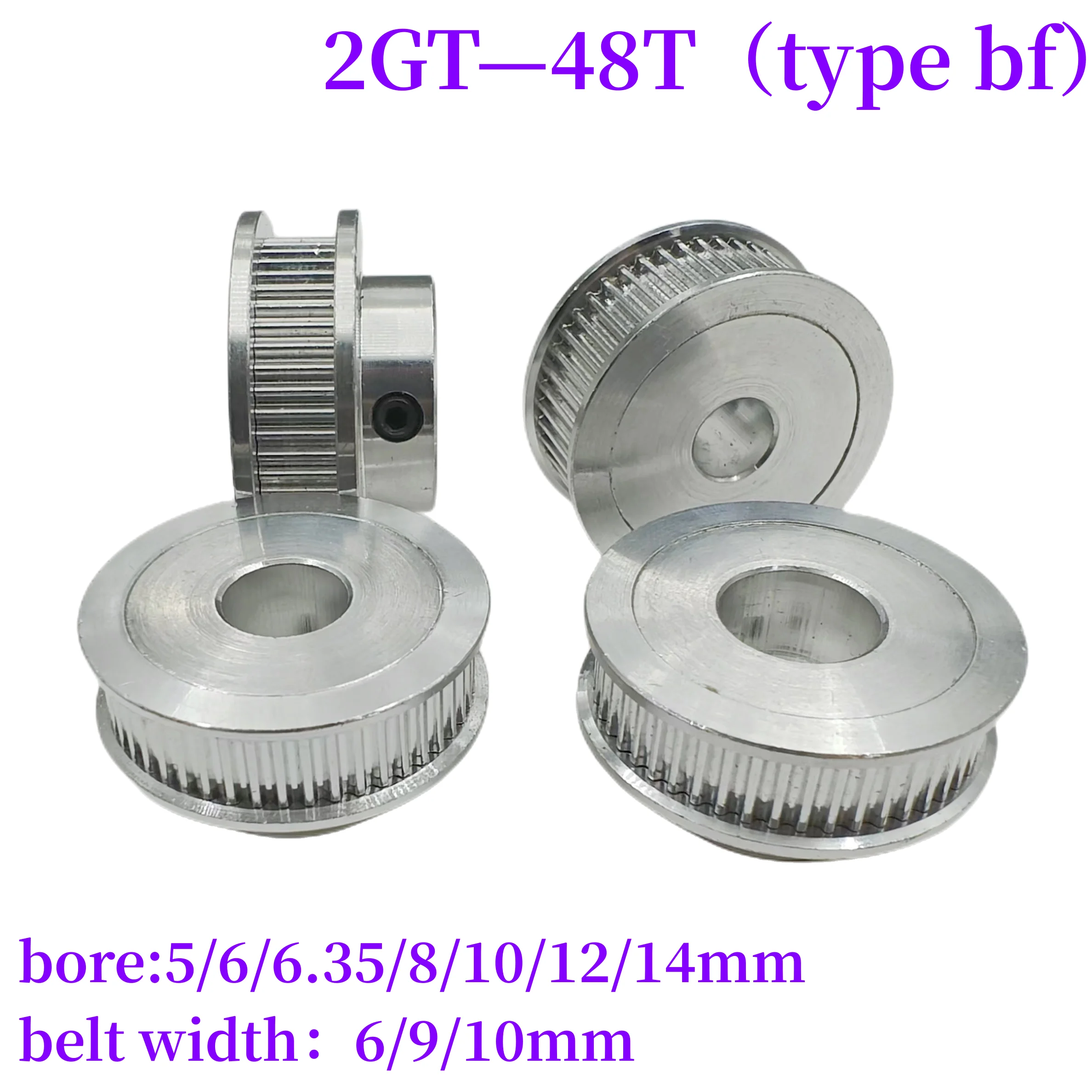 2GT 48 Teeth GT2 Timing Pulley (type bf)Bore 5 6 6.35 8 10 12 12.7mm 3D ...