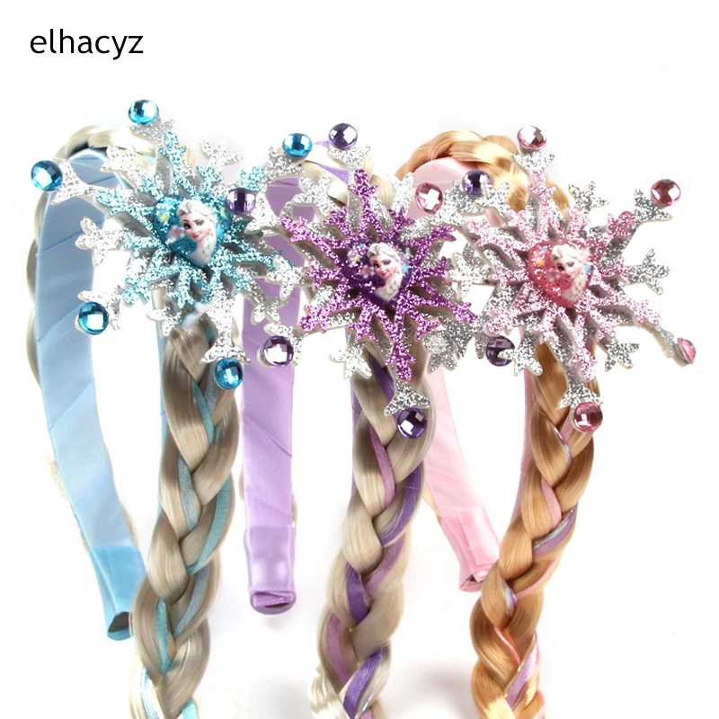 Frozen Princess Elsa Headband Snowflake Tiara Wig Braid Crown Hairband ...