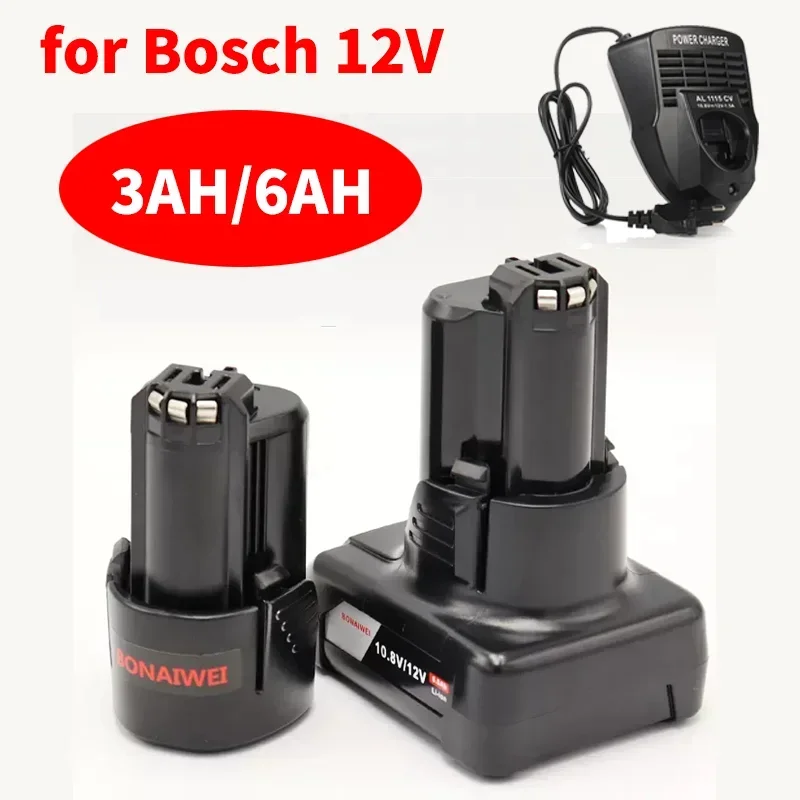 10.8V 12V 3Ah 6AH Rechargeable Lithiu-Ion Battery for BOSCH BAT411 ...