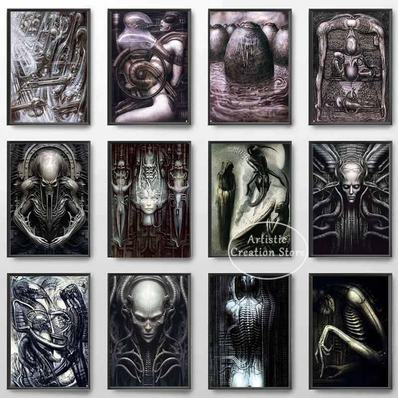 Hr-Giger-Li-Ii-Abstract-Alien-Retro-Thriller-Poster-Wall-Art-Picture ...