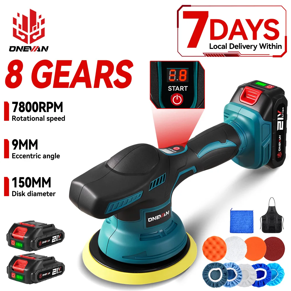 ONEVAN 8 Gears Cordless Electric Car Polisher Waxing&Sanding Wood ...