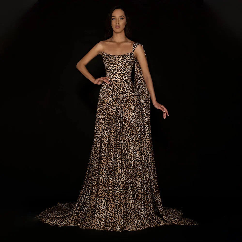 Customized-Leopard-Print-Evening-Dresses-Long-One-Shoulder-Sexy-Evening ...