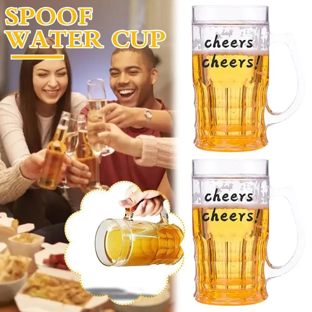 Realistic 400ml Double-Layered Beer Mug Prank Novelty Fake Beer Glasses ...