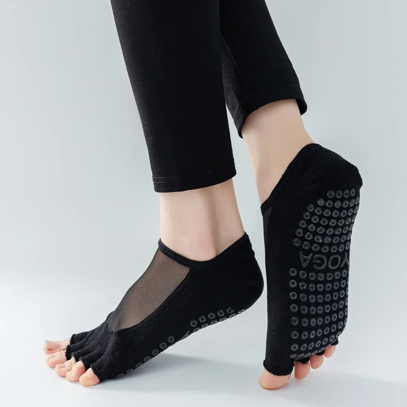 Yoga-Open-Toe-Socks-Women-Mesh-Non-slip-Silicone-Toeless-Socks-Pilates ...