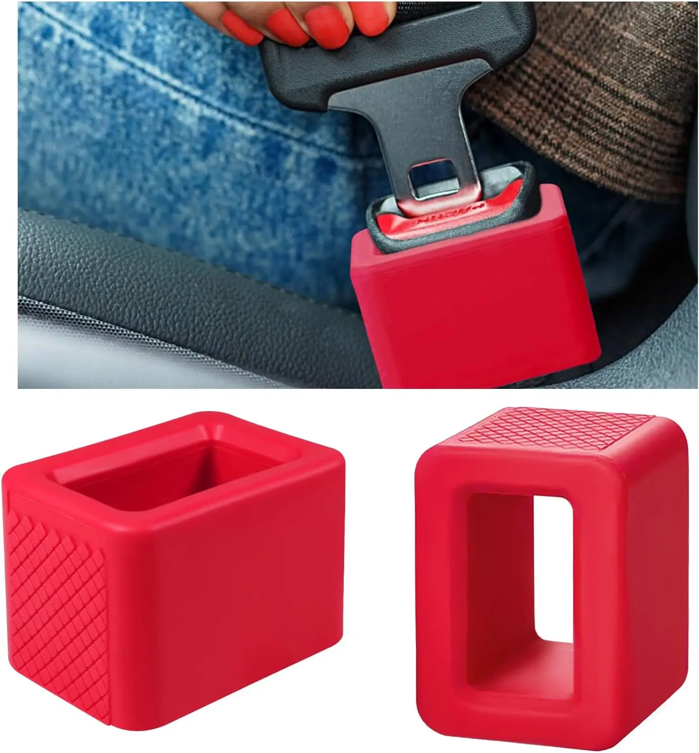 2-Piece Set of Universal Soft Silicone Safety Belt Lock Holder - Safe ...