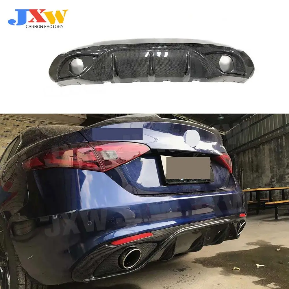 Carbon-Fiber-PP-Rear-Lip-Diffuser-Spoiler-With-Exhaust-Tips-For-Alfa ...