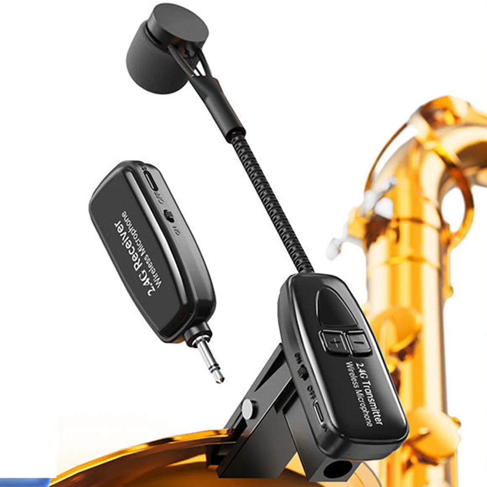 2-4G-Wireless-Instruments-Saxophone-Microphone-Clip-on-Lapel-Condenser ...