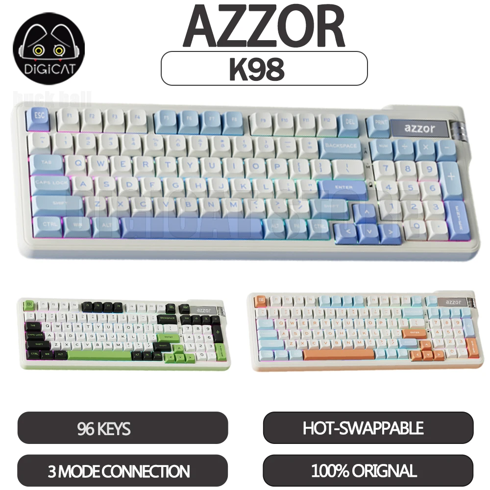 AZZOR-K98-Mechanical-Keyboard-3Mode-USB-2-4G-Bluetooth-Wireless-Keyboard-96-Keys-Keycaps-PBT ...