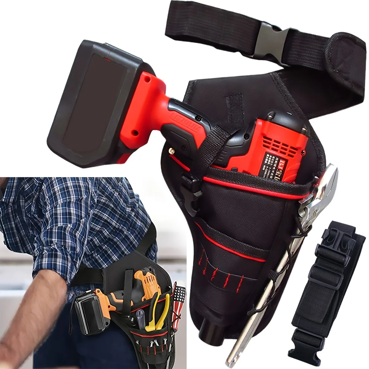 Drill Holster w/Multiple Tool Loops and Angled Design To Evenly Balance ...