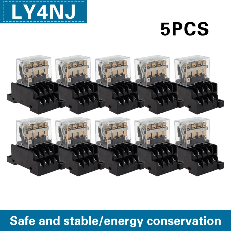 10-set-whie-LY4NJ-HH64P-AC-110V-220V-DC-12V-DC-24V-14PIN-10A-silver ...