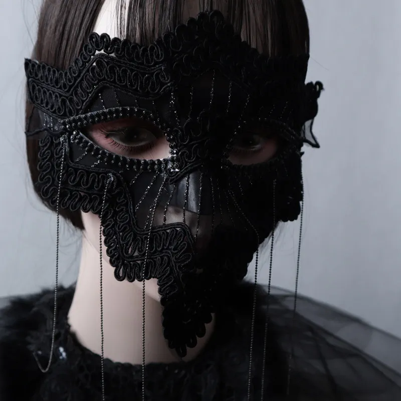 Masquerade Mask Female Full Face Fake Mask Lace Singing Cover Face ...