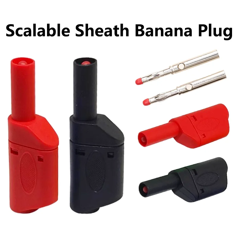 20PCS/ 4mm Black Red Male Retractable Sheath Stackable Banana Plug ...
