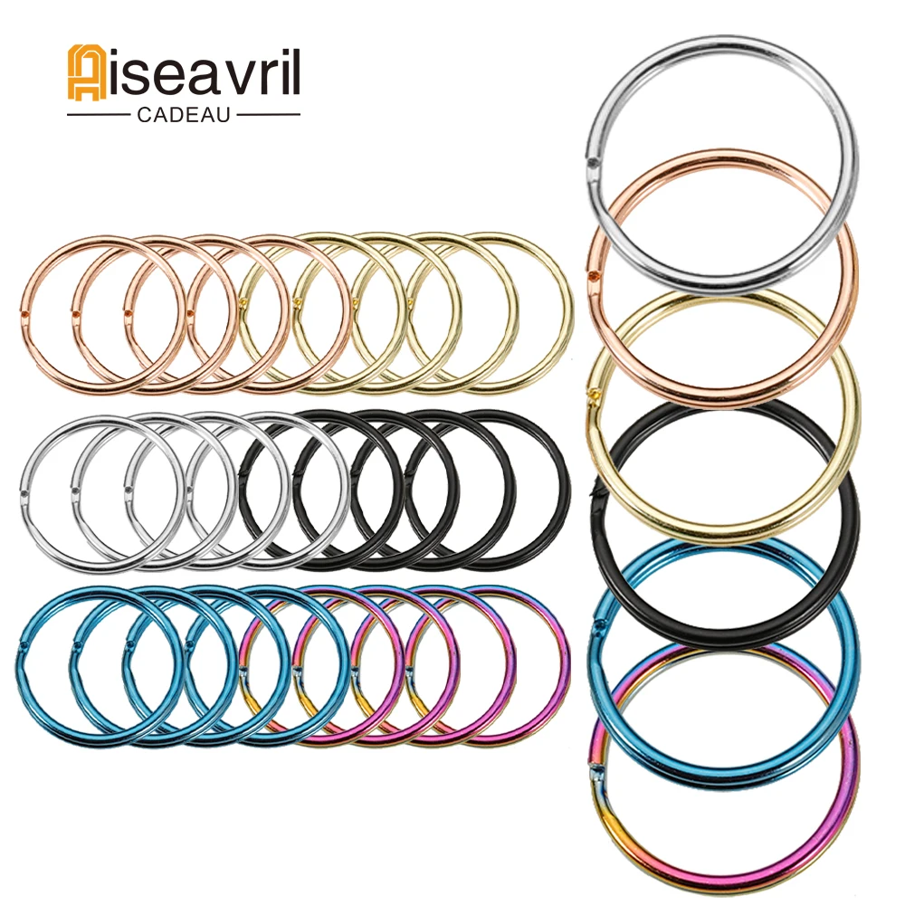 20pcs-Stainless-Steel-Key-Rings-20-25mm-Round-Flat-Line-Split-Rings ...