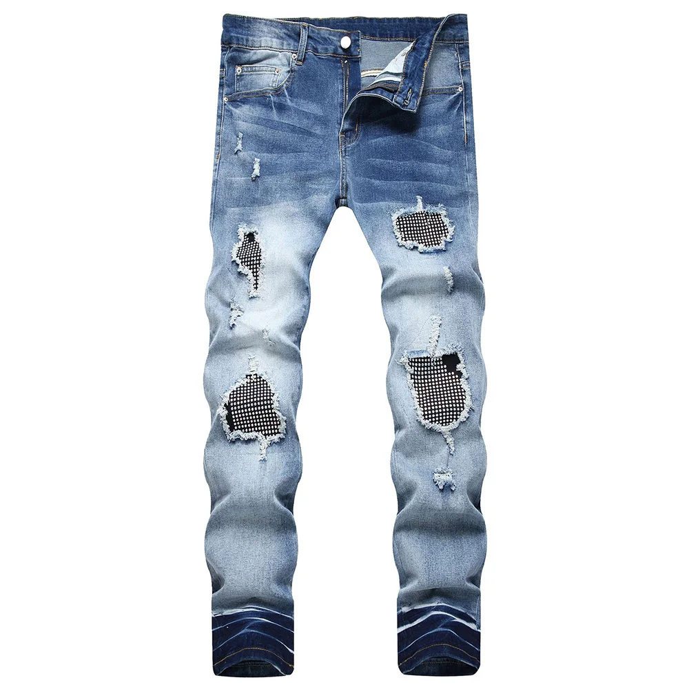 Men-Crystal-Stretch-Denim-Jeans-Streetwear-Holes-Ripped-Patchwork ...