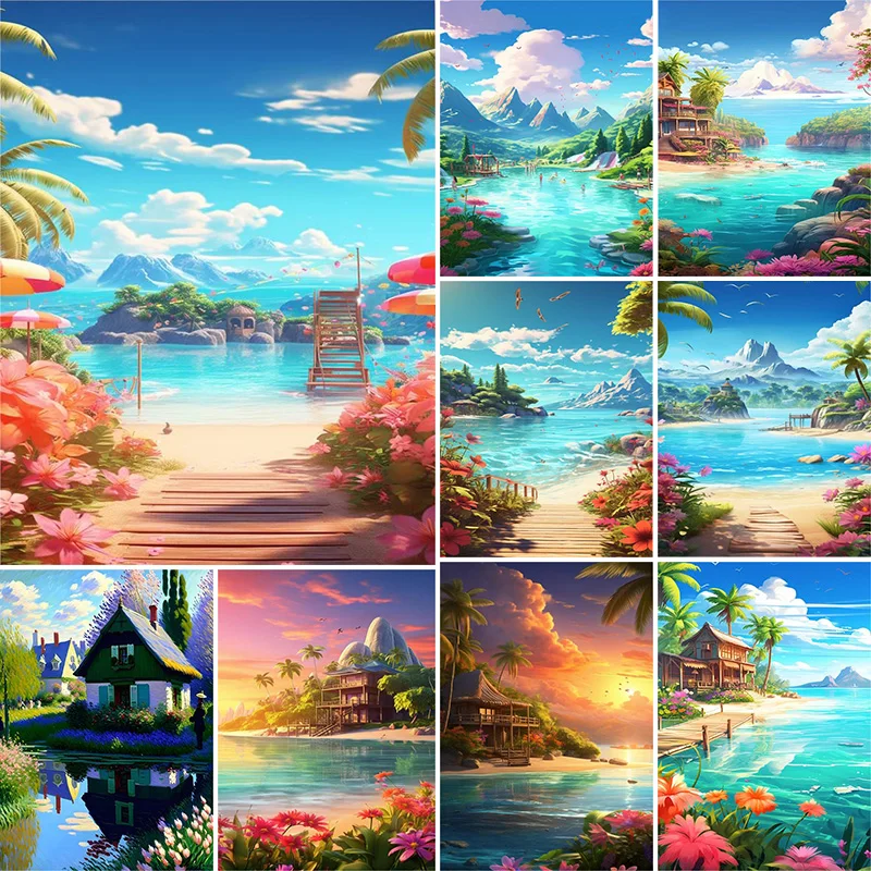 Oil-Painting-By-Numbers-Seascape-Modular-Picture-for-Living-Room-Home ...