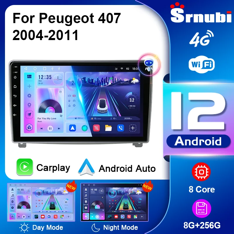 For-Peugeot-407-SW-407CC-2004-2011-Android-12-Carplay-Car-Radio ...