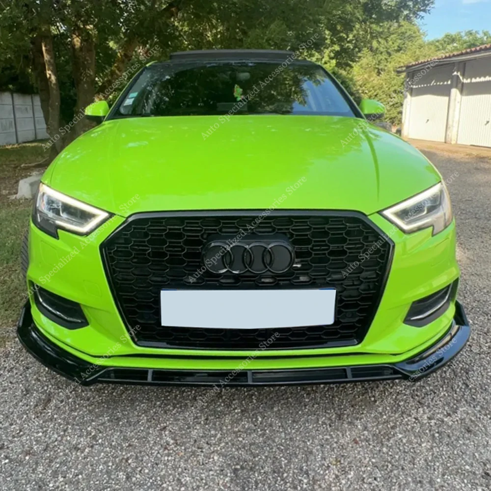 For-Audi-A3-S3-3Pcs-Gloss-Black-Front-Lip-Bumper-Spoiler-Splitter-Lip ...