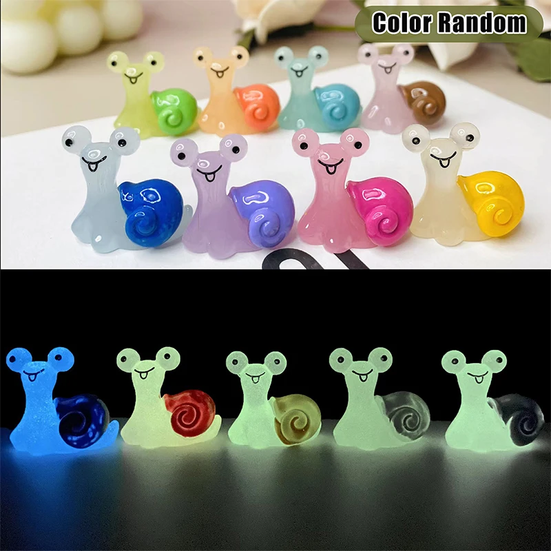 10pcs Luminous Snail Mini Figurine Micro Landscape Home Decoration ...