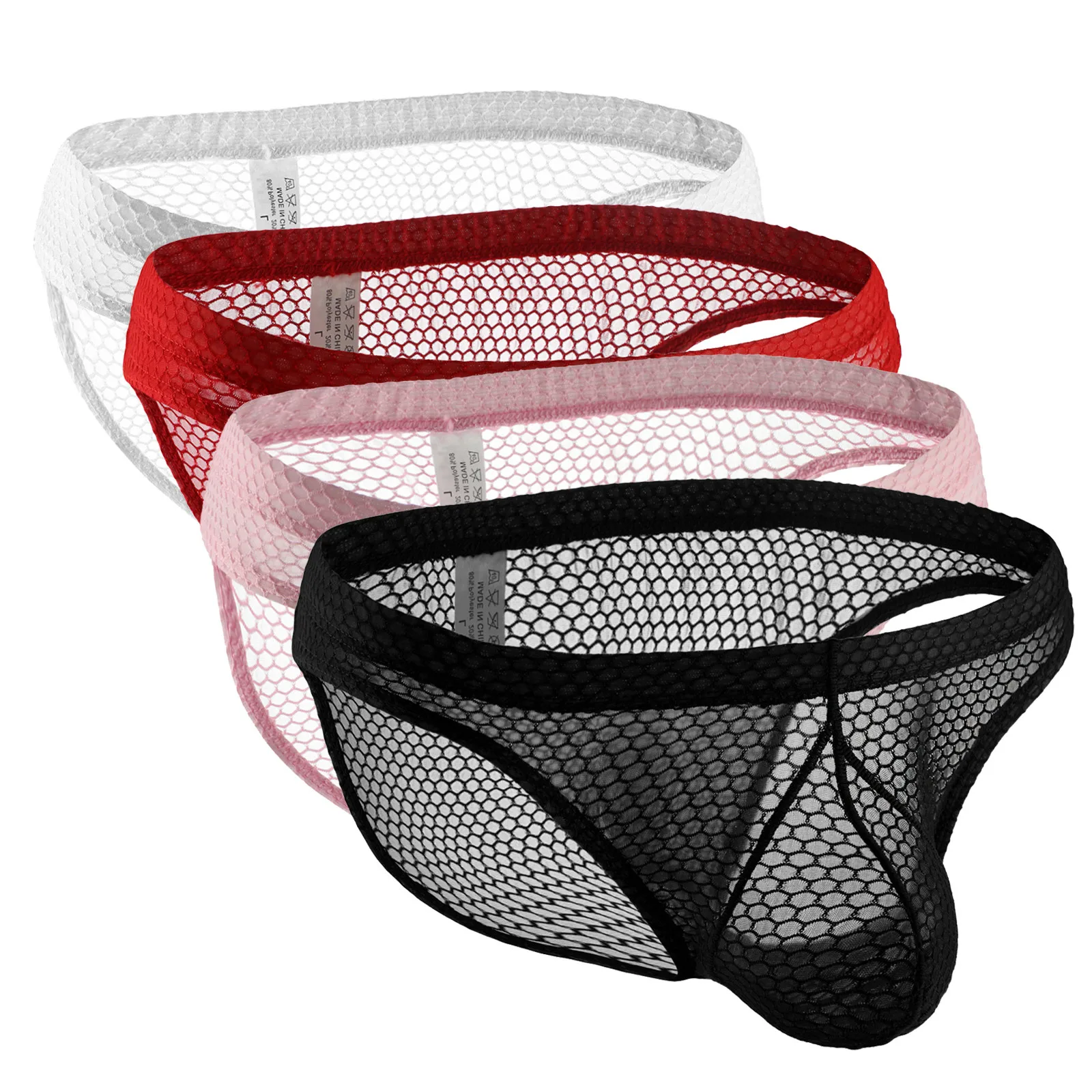 Men's Sexy Underwear Boxer Briefs Mesh Breathable Hollow Out Solid Sex ...