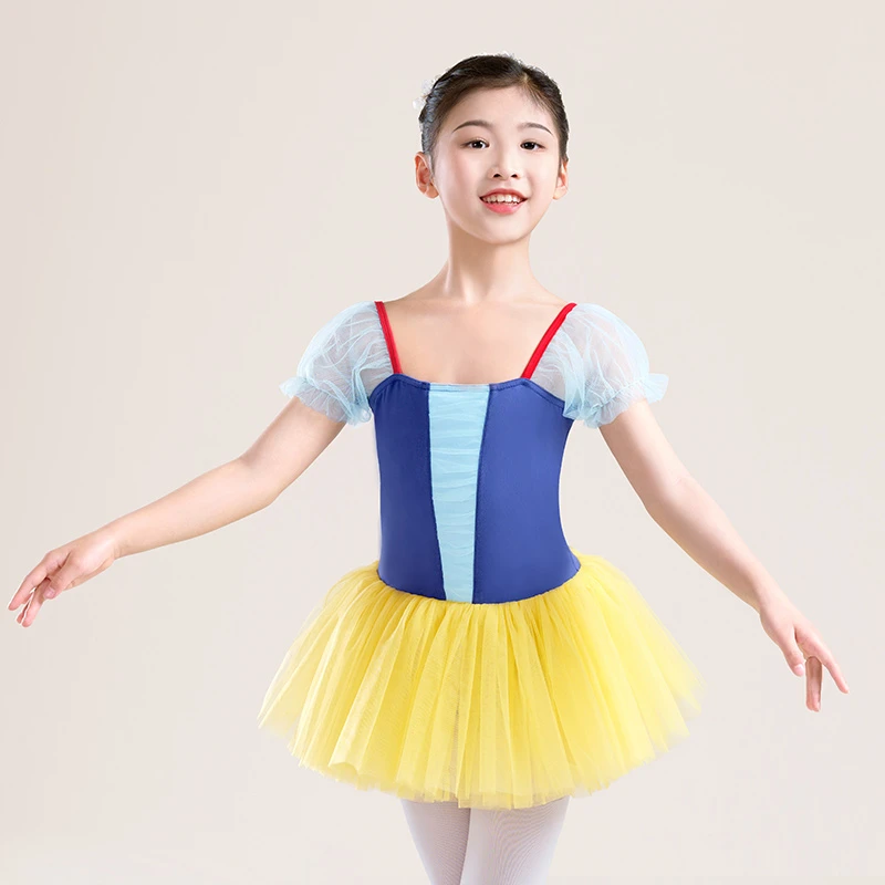 Girls Ballet Tutu Ballet Leotards Puffy Sleeves Kids Dance Princess ...
