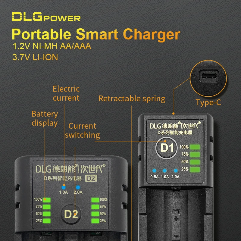 DLG-D1-D2-Multifunctional-Intelligent-Charger-for-AA-AAA-18650-26650-18490-16340-14500-21700 ...