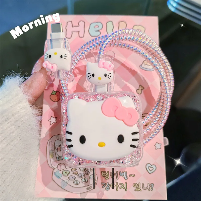 New-DIY-High-Quality-Hello-Kitty-Charger-Data-Cable-Case-Protector-and ...