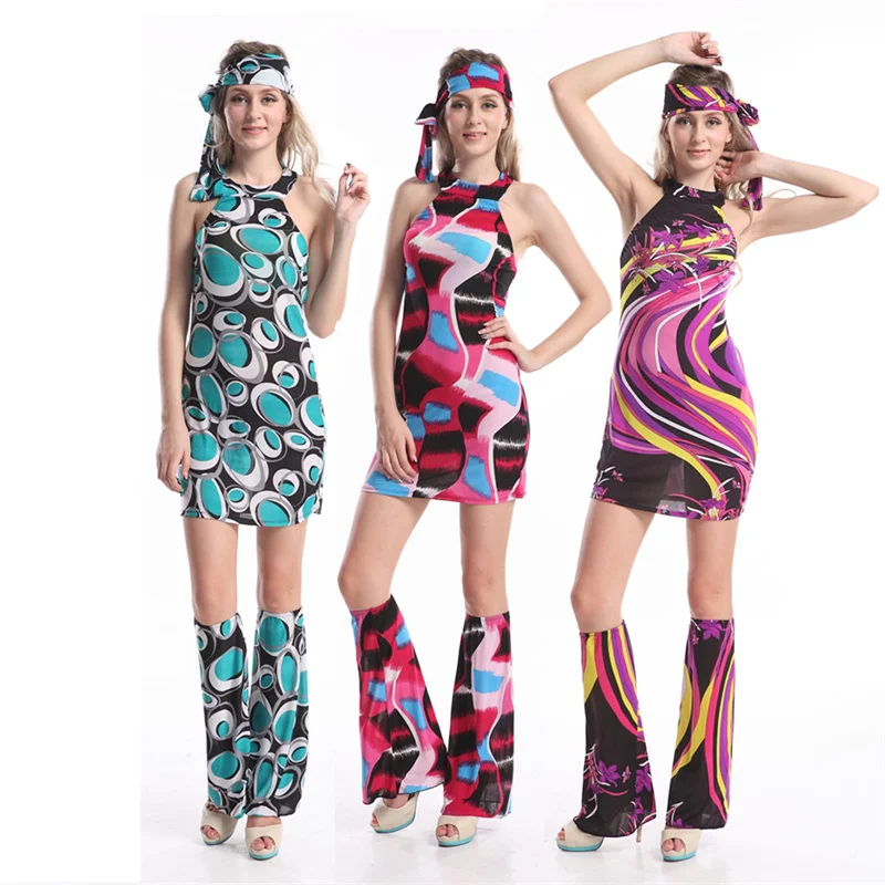 Disfraz Retro Hippie Go Girl para mujer, vestido elegante para fiesta ...