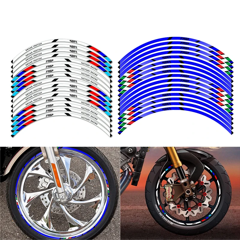 16Pcs 17"18" Wheel Sticker Motorcycle Car Reflective Rim Stripe ...