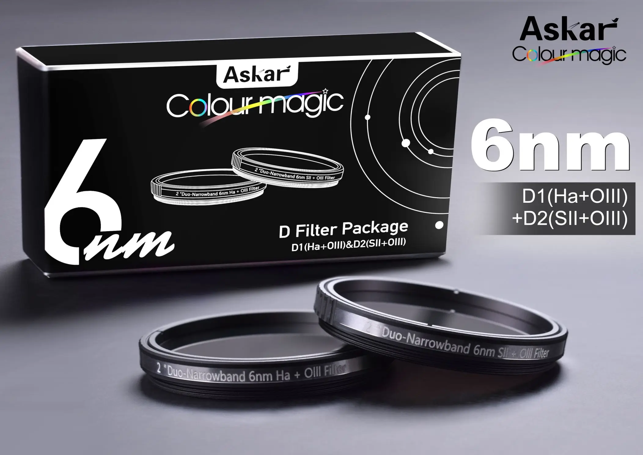 Askar Colour Magic 6nm D Filter Duo Narrowband D1(Ha+OIII) D2(SII+OIII ...